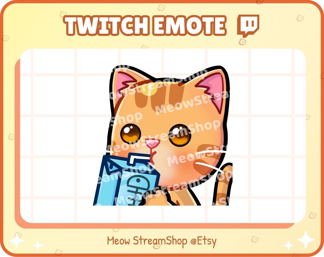 Twitch Emote / Cute Orange Cat Sip, Sipping Tea, Drink, Drink Juice ...
