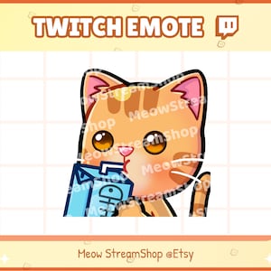 Twitch Emote / Cute Orange Cat Sip, Sipping Tea, Drink, Drink Juice ...