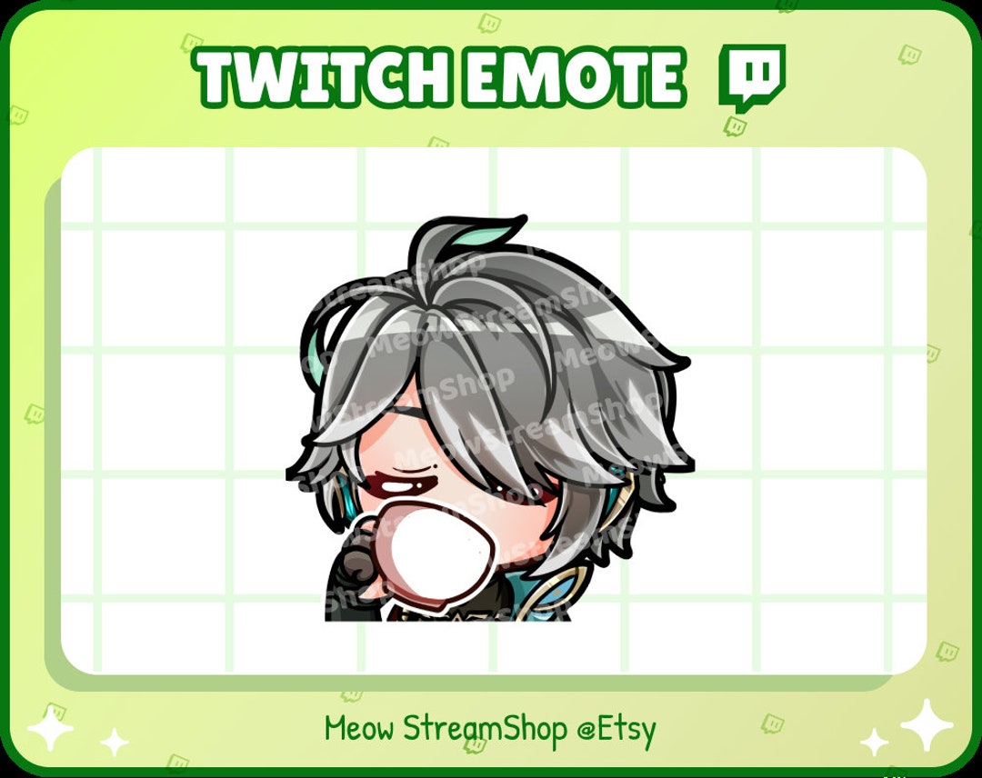 Twitch Emote / Alhaitham Sip, Sipping Tea, Drink, Juice, Hydrate, Boba ...