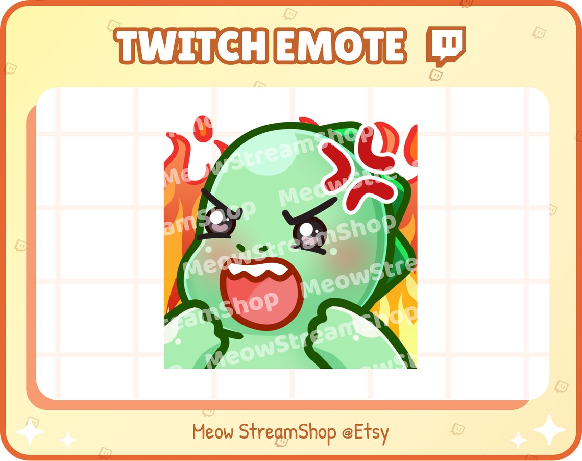 Twitch Emote / Cute Dino Angry Rage Fire Mad Emotes / - Etsy