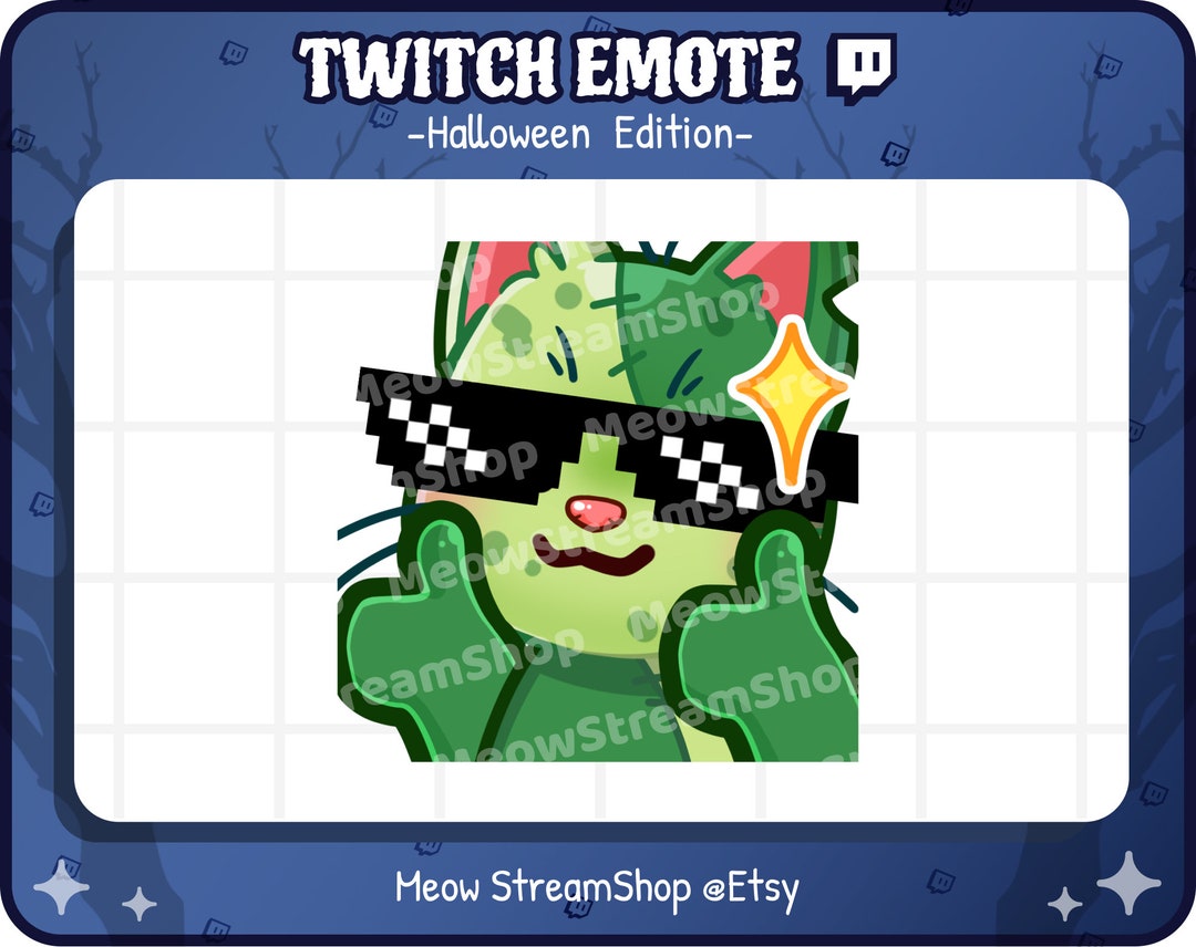 Twitch Emote / Cute Zombie Cat GG, Cool, Glasses, EZ Emotes / Kawaii ...