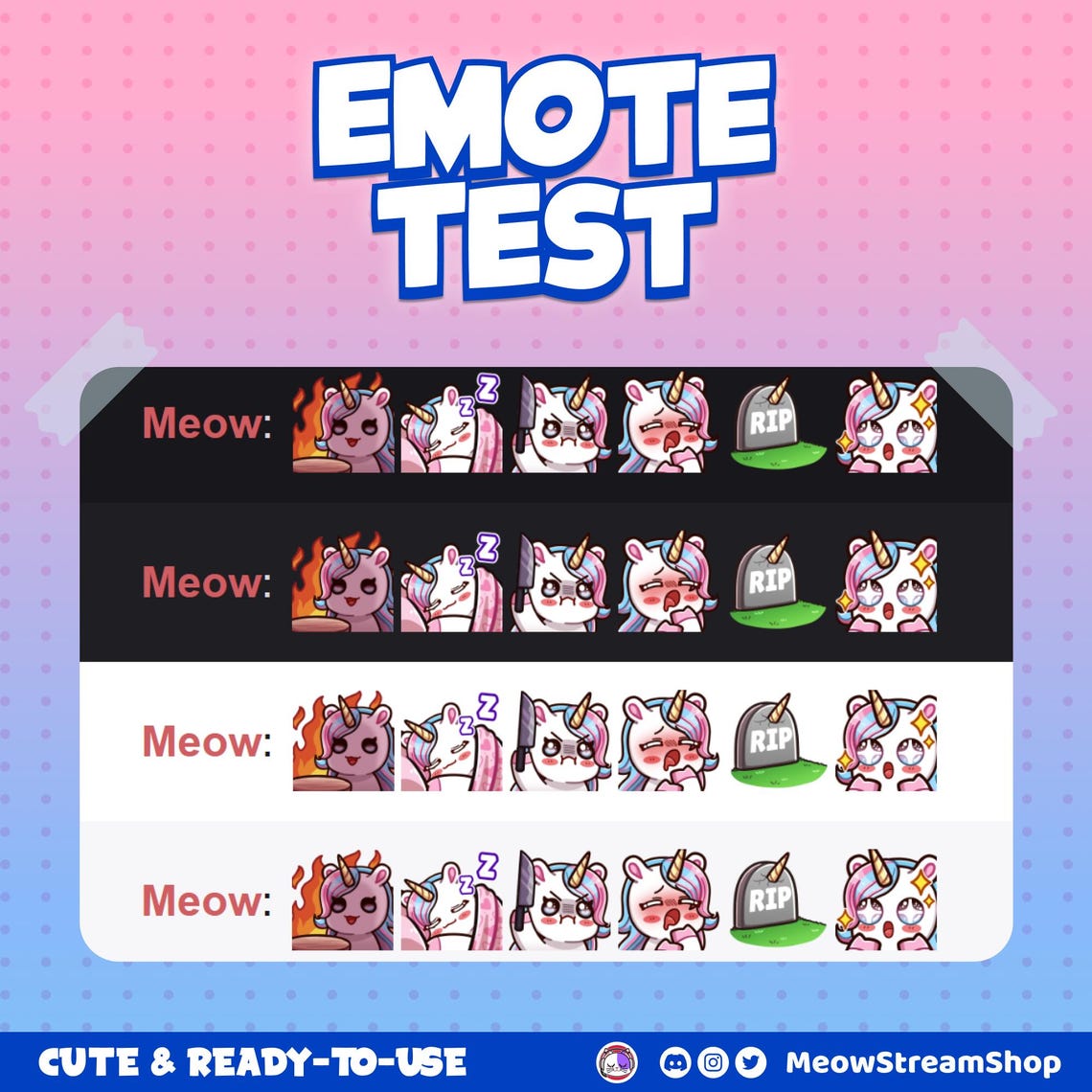 Twitch Emotes / Cute Rainbow Unicorn Megapack Emotes ( 24 Emotes Ready ...