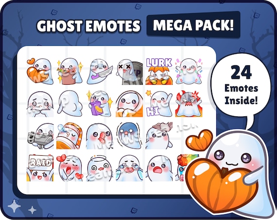 Twitch Emote / Cute Ghost Mega Pack Emotes 24 Emotes Ready | Etsy UK