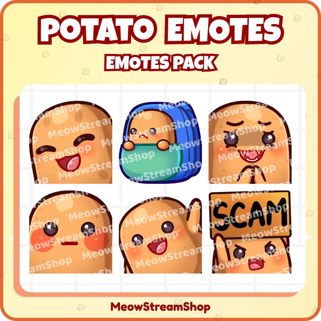 Twitch Emote / Cute Potato Emotes Pack #11 (ayaya, Carry, Evil, Flushed ...