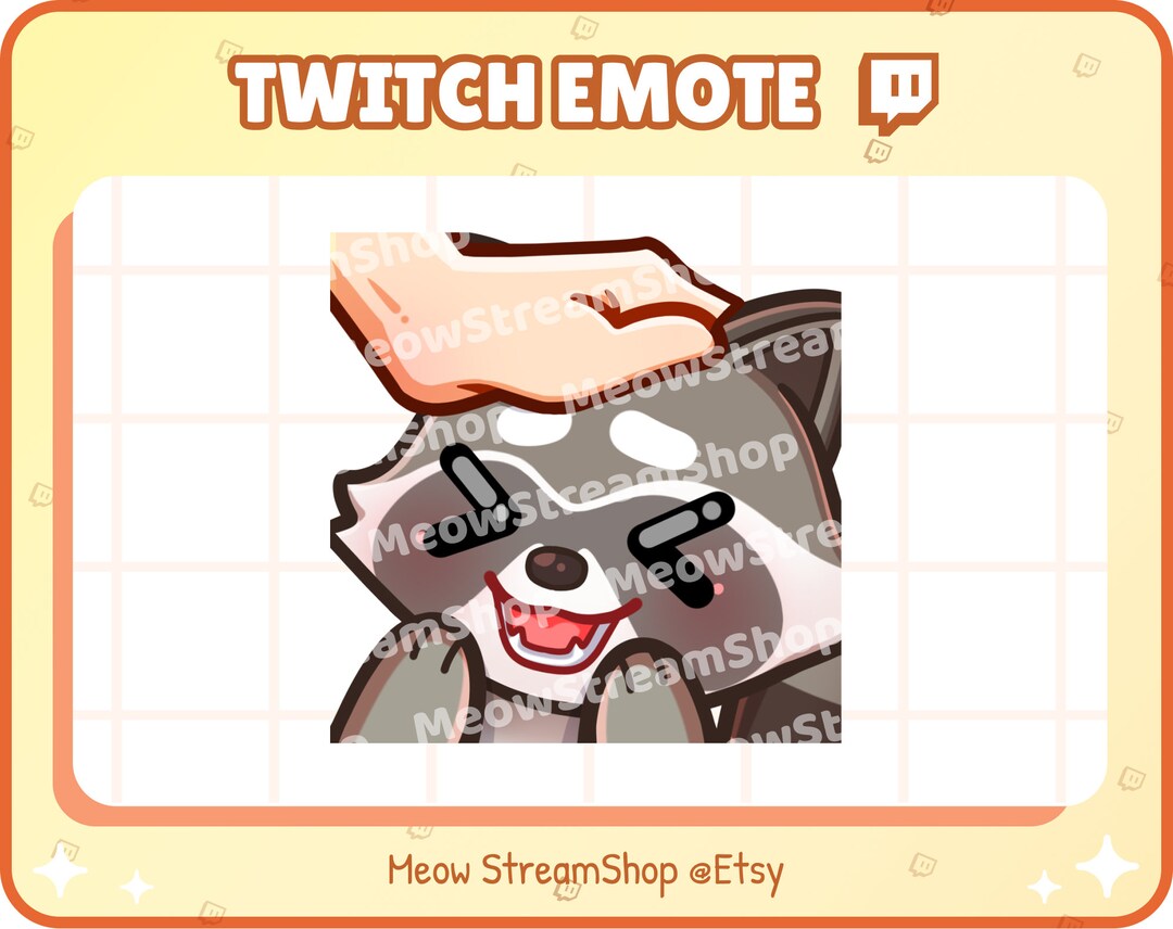 Twitch Emote / Cute Raccoon Pat, Happy, Head Pat Emotes / Kawaii ...