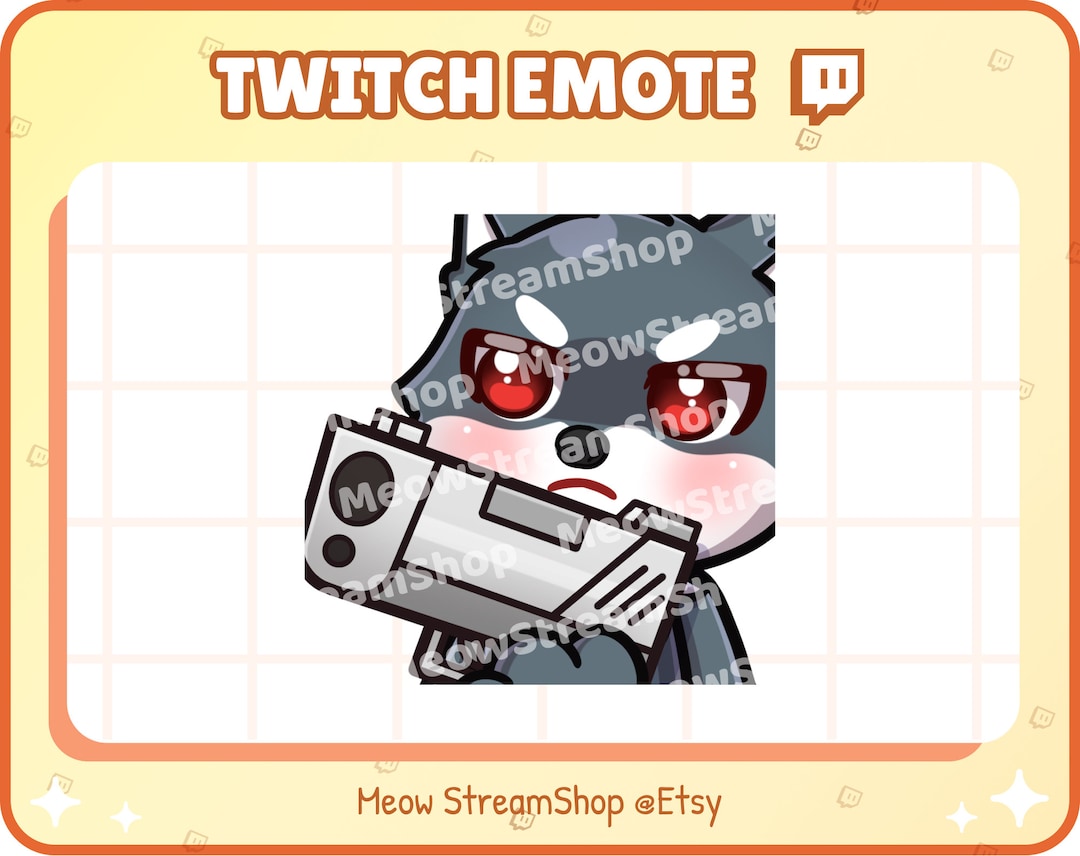 Twitch Emote / Cute Grey Wolf Gun, Gatling, Angry, Rage Emotes / Kawaii ...