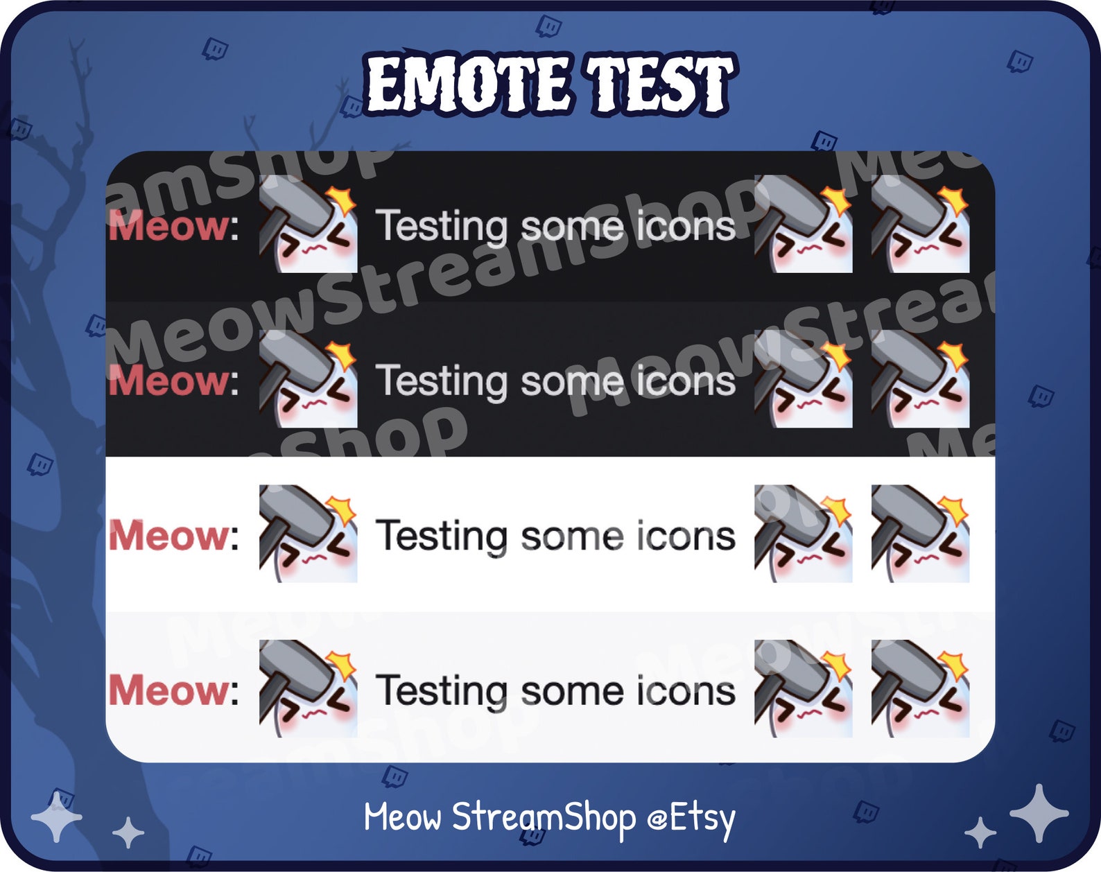 Twitch Emote / Cute Ghost Bonk Bonked Hammer Ban Emote / - Etsy