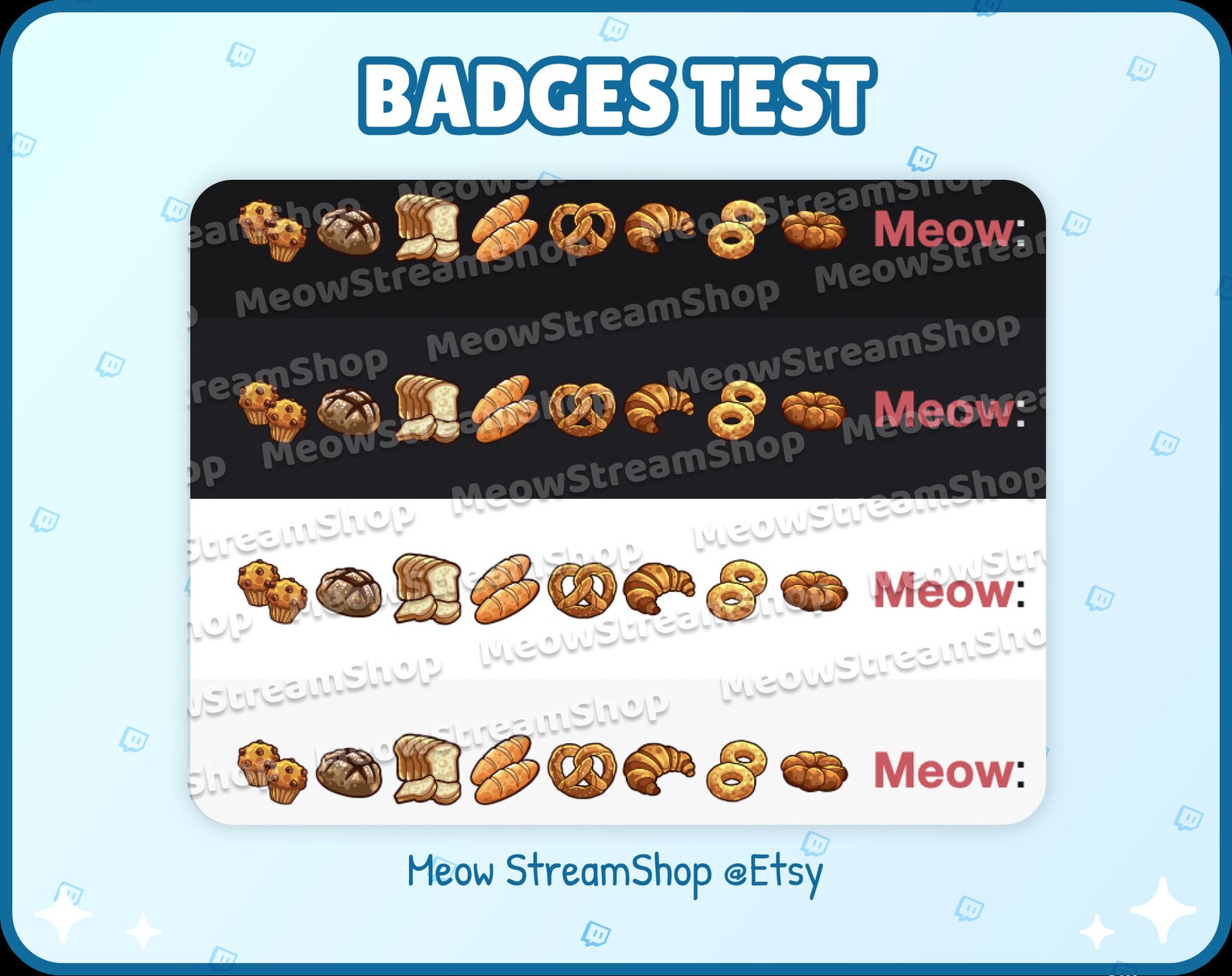 8x Twitch Sub, Bit Badges - Cute Pastry, Bread, Cupcake, Dough ...