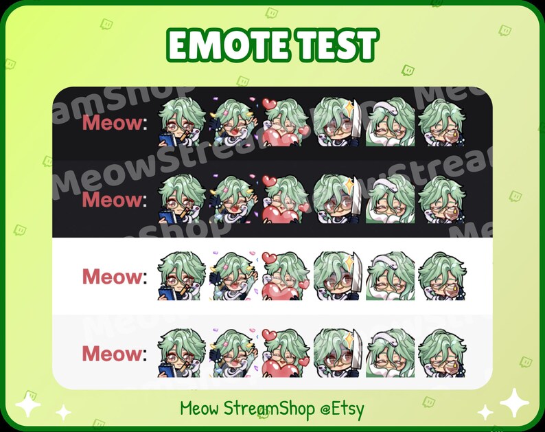 Twitch Emote / Baizhu Emotes Pack #1 (note, Hype, Heart, Knife, Cozy ...