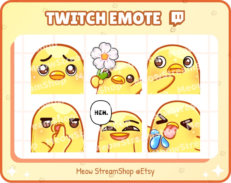 Twitch Emote / Cute Chick Emotes Pack 11 awkward Flower - Etsy