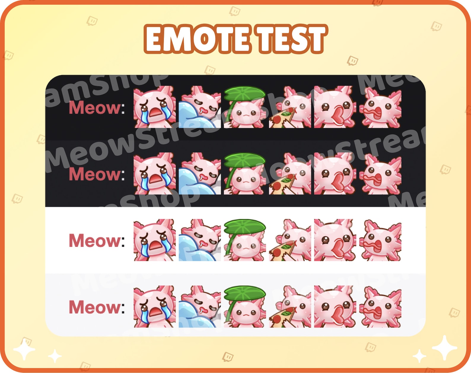 Twitch Emote / Cute Axolotl Emotes Pack #7 (cry, Sleep, Wait, Pizza ...