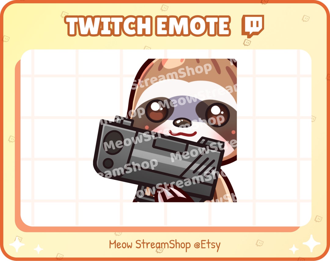 Twitch Emote / Cute Sloth Gun, Gatling, Angry, Rage Emotes / Kawaii ...