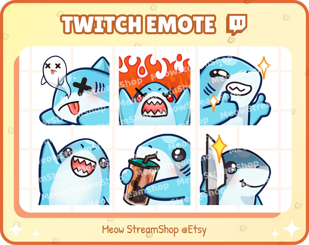 Twitch Emote / Cute Shark Emotes Pack #2 (RIP, Rage, Thumbs up GG, Hi ...