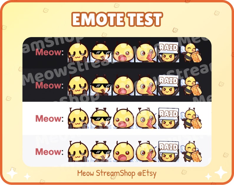 Twitch Emote / Cute Bee Emotes Pack #4 (uwu, GG, Gasp, Pog, Raid, Sip ...