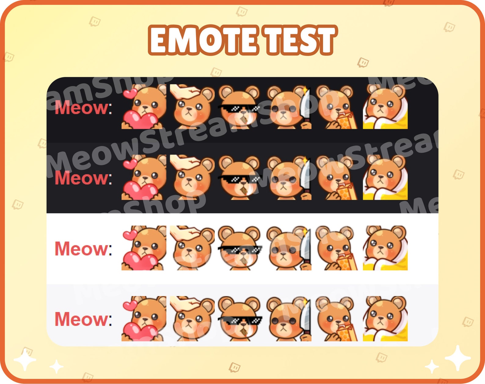 Twitch Emote Cute Bear Emotes Pack 1 Knife Sip Comfy Etsy