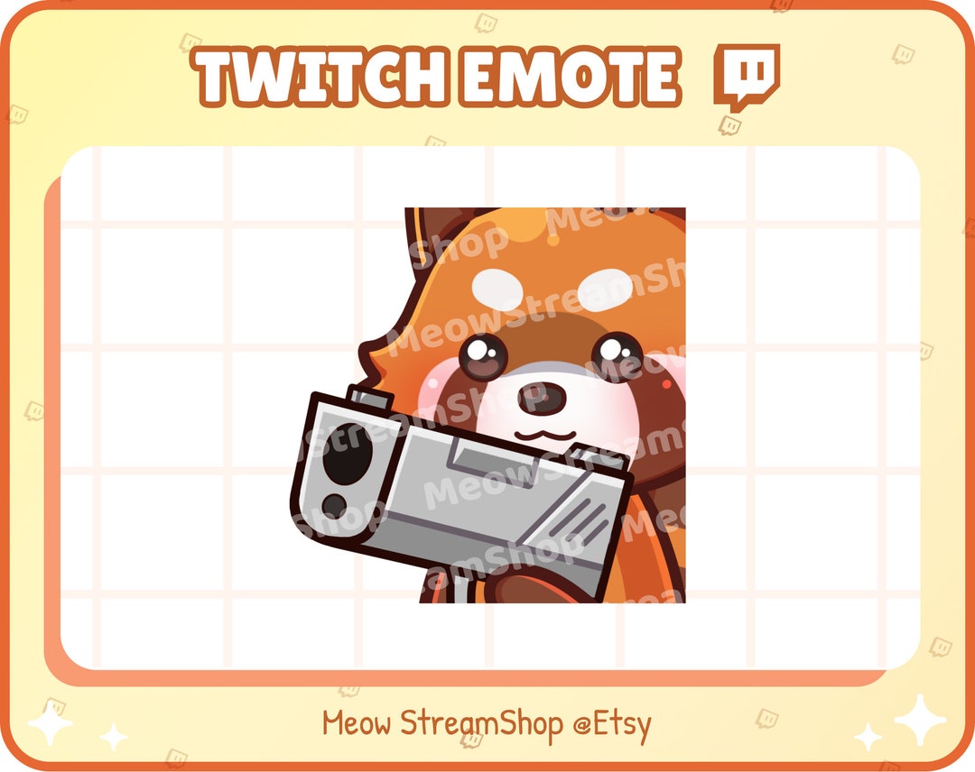 Twitch Emote / Cute Red Panda Gun Emotes / Cute Chibi Red Panda ...