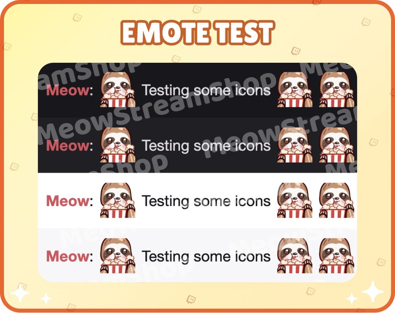 Twitch Emote / Cute Sloth Popcorn Eating Popcorn Eat Watch - Etsy