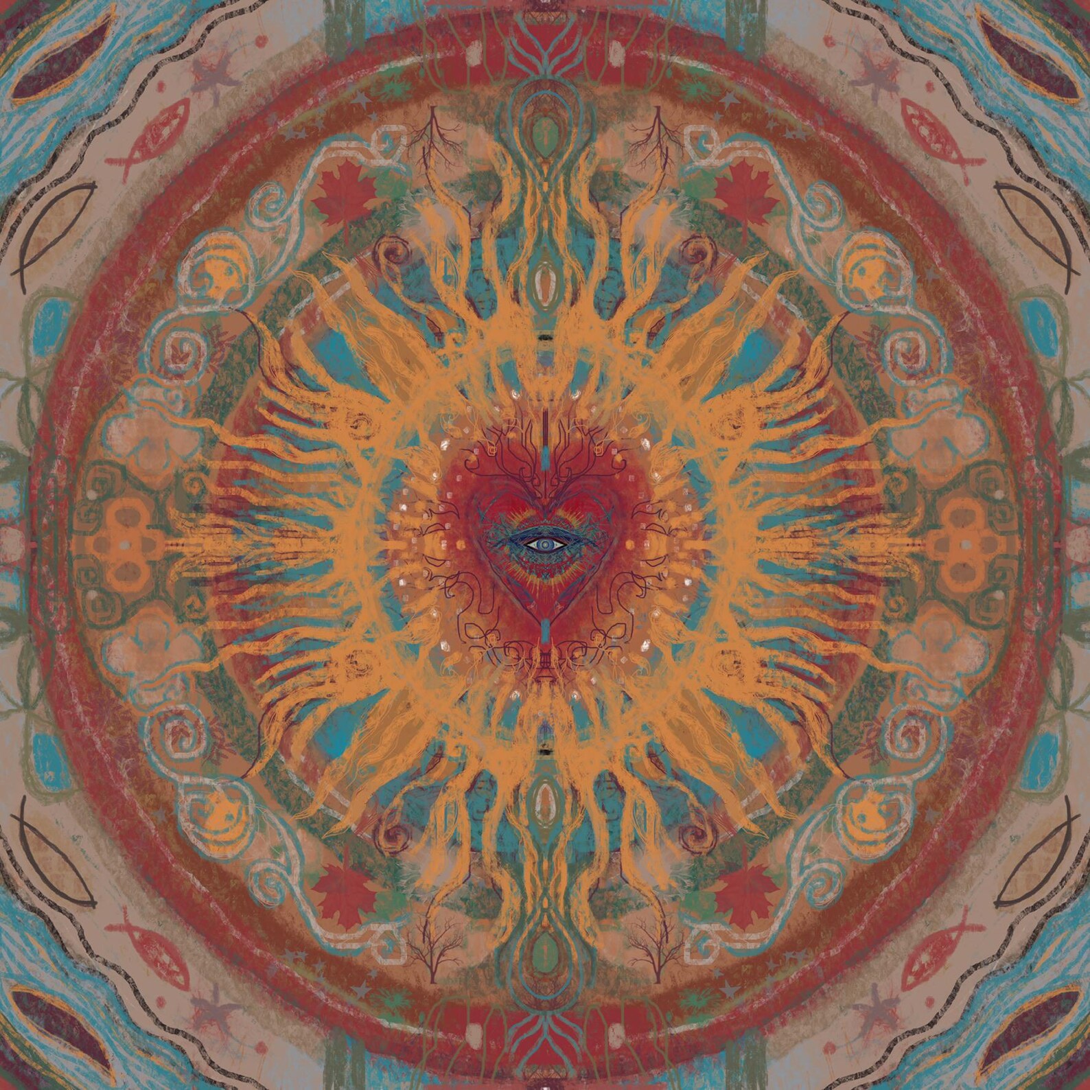 MANDALA SACRED HEART/ High Frequency Art/ Holistic Home/ Signed by ...