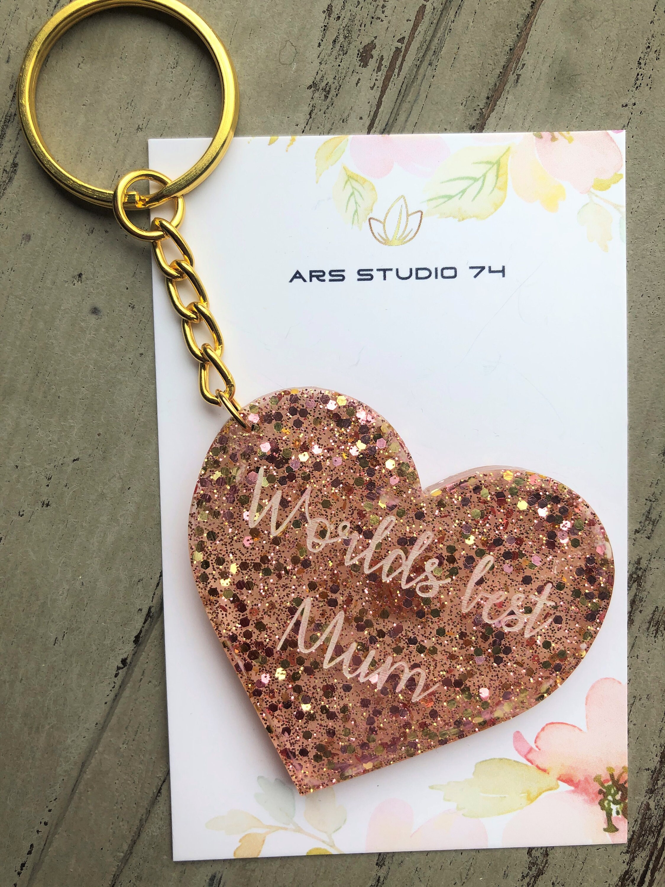 Handmade World's Best Mum Keyring Pr Keepsake Resin - Etsy UK