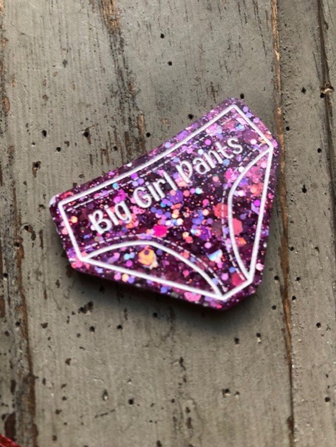Handmade Big Girl Pants Resin Glitter Keyring Pink And Fuchsia Choose