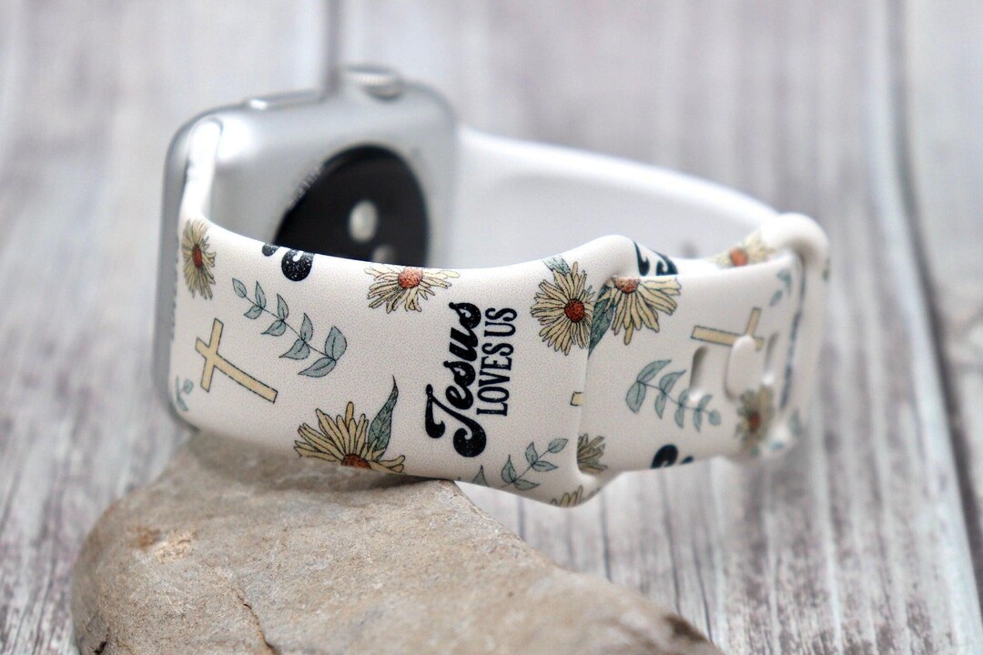 Christian Watch Band for Apple Samsung Jesus Loves Us Flowers Christian ...