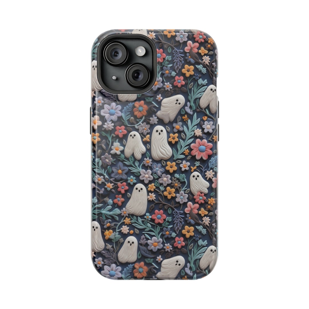 Ethereal Clay Effect Ghosts & Flowers iPhone Case With Magsafe - Etsy