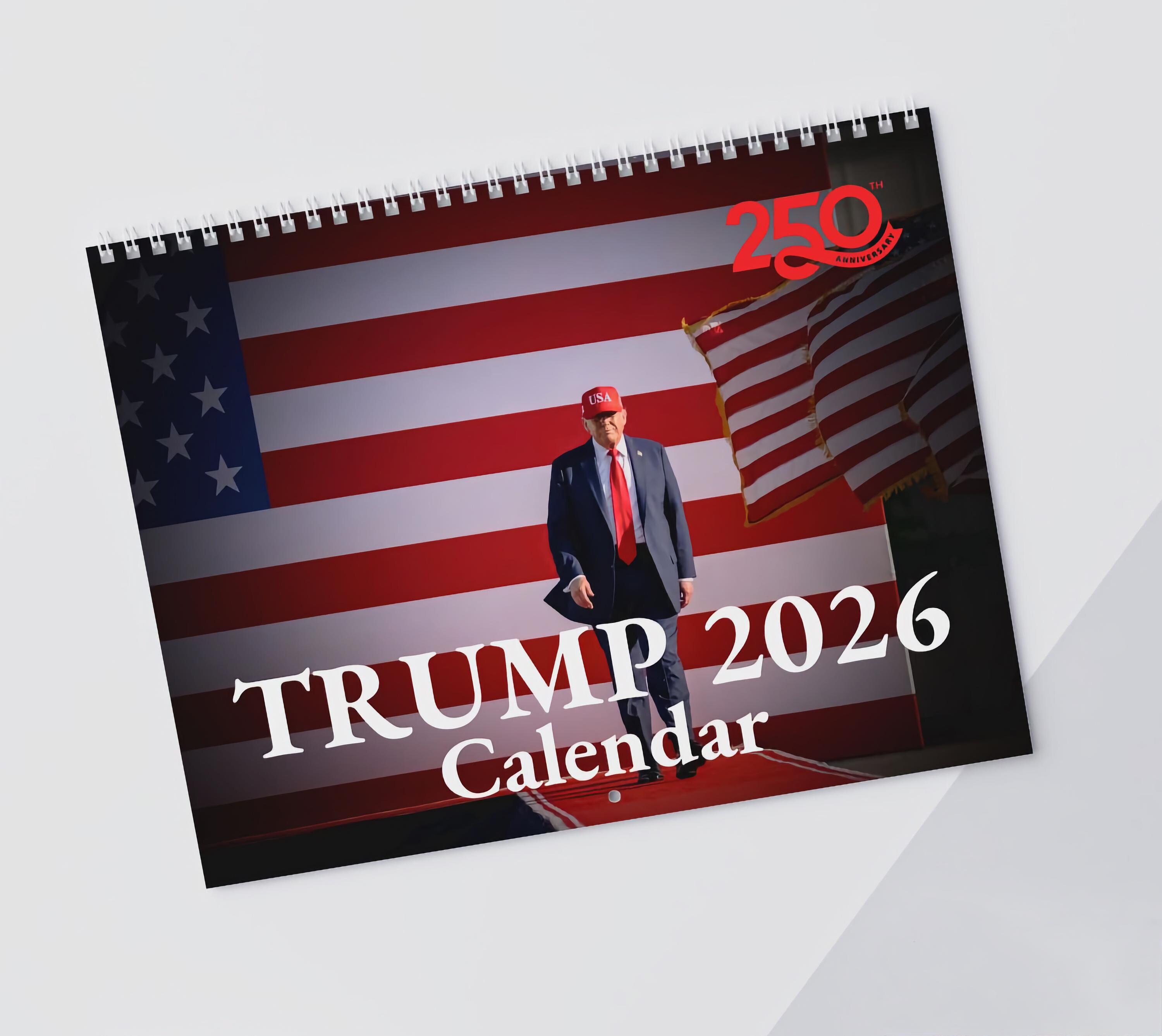 President Trump 2026 Wall Calendar 250 Anniversay USA Flag Secret Santa ...