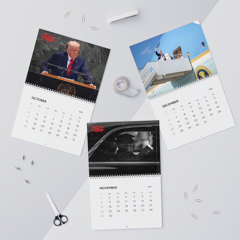 President Trump 2026 Wall Calendar 250 Anniversay USA Flag Secret Santa ...