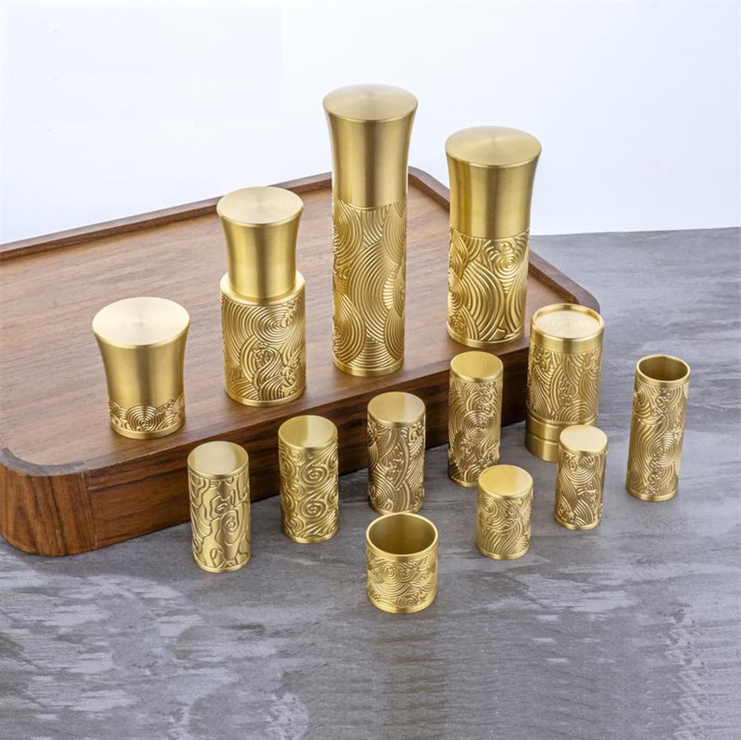 1pc Carving Copper Leg Cap, Round Foot Sleeves, Metal Furniture Leg Tip ...