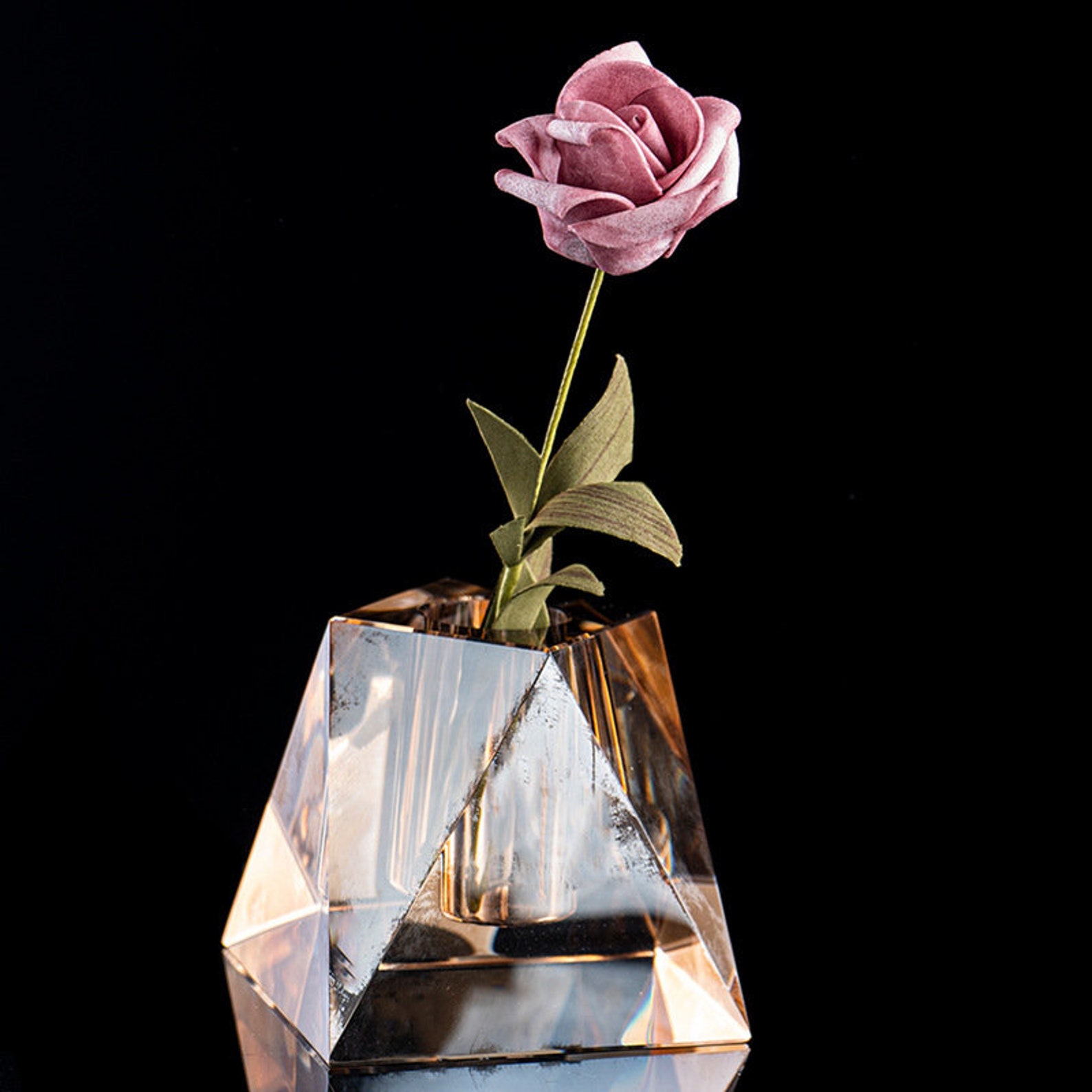 Matte Triangle Glass Display / Grey Vase Stem Bud Vase Art | Etsy