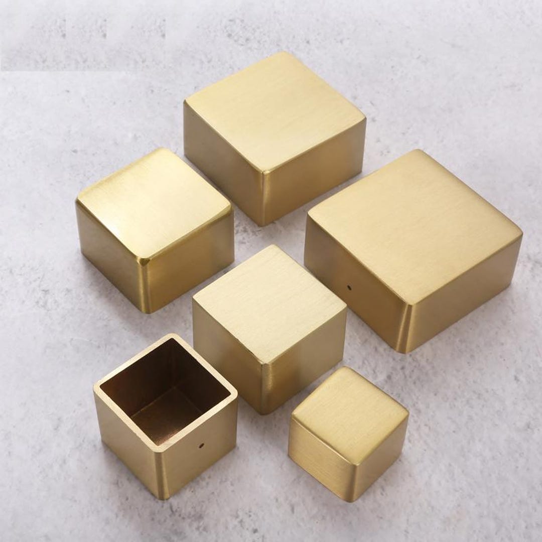 4pc Pure Copper Leg Cap, Square Gold Sleeves, Brass Feet Cover, Table ...