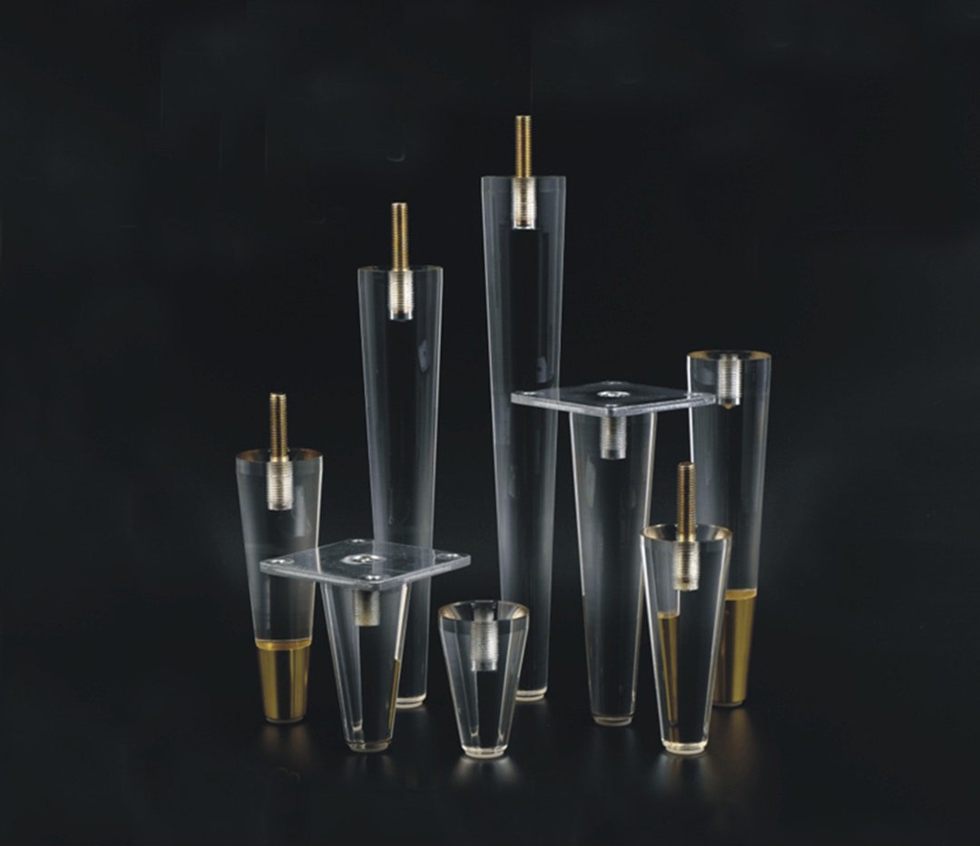 4pc Acrylic Furniture Legs Tapered Clear Glass Furniture Legs ...