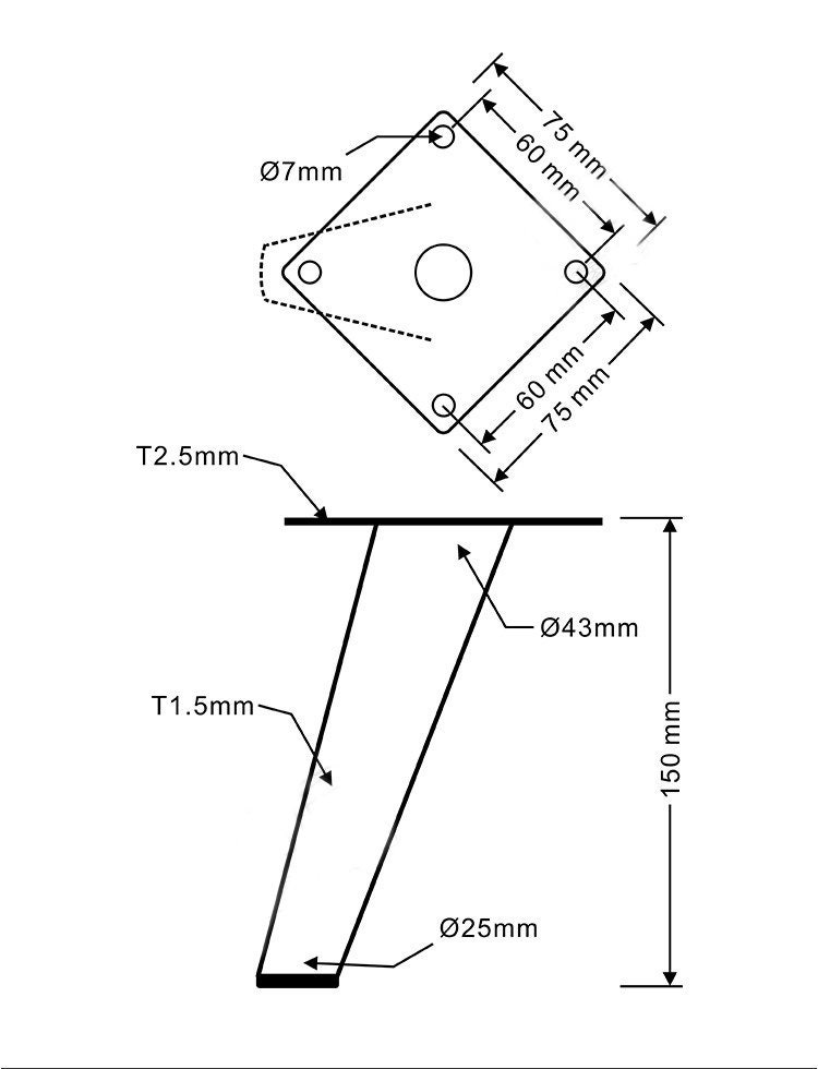 Slant Furniture Metal Legs Set of 4 New silver 6h - Etsy