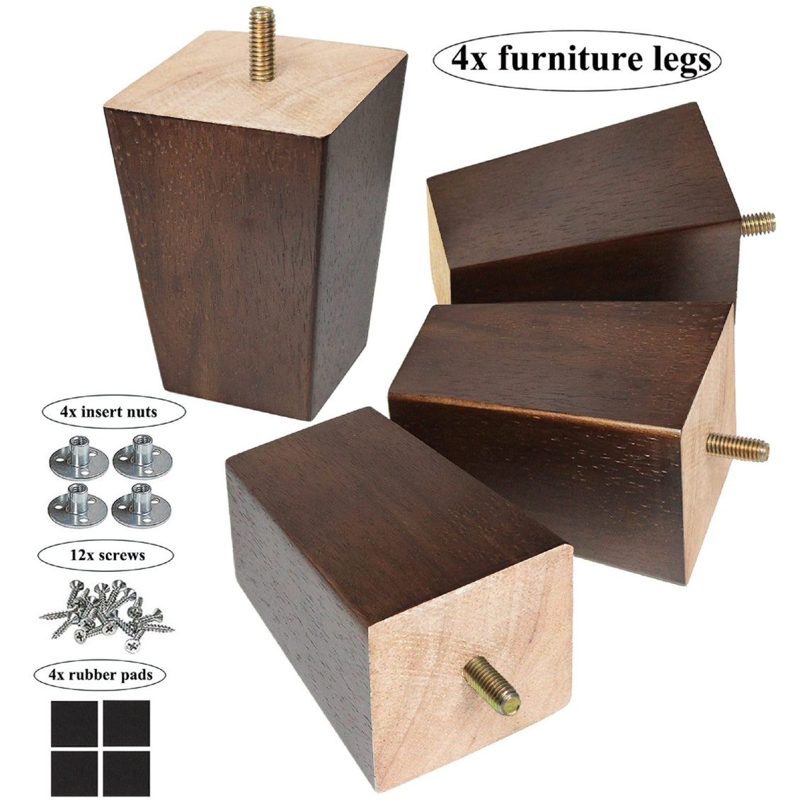 Furniture Wooden Legs 4 Inch Sofa Legs Square Bed Legs 4 Pack - Etsy