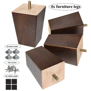 Furniture Wooden Legs 4 Inch Sofa Legs Square Bed Legs 4 Pack - Etsy