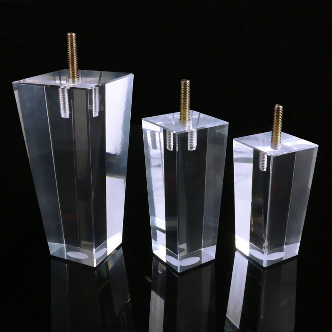 4pc 5 Tapered Acrylic Furniture Legs, Transparent Sofa Foot ...