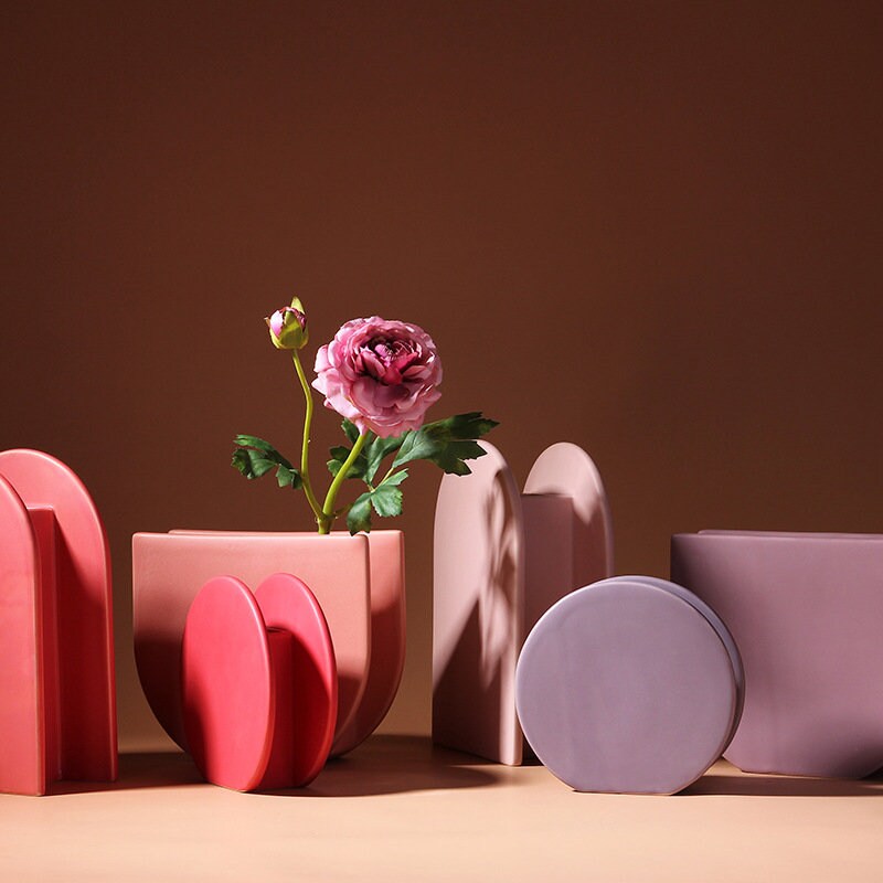 Geometry Abstract Ceramic Art Vases Stem Bud Vase Art Pink | Etsy