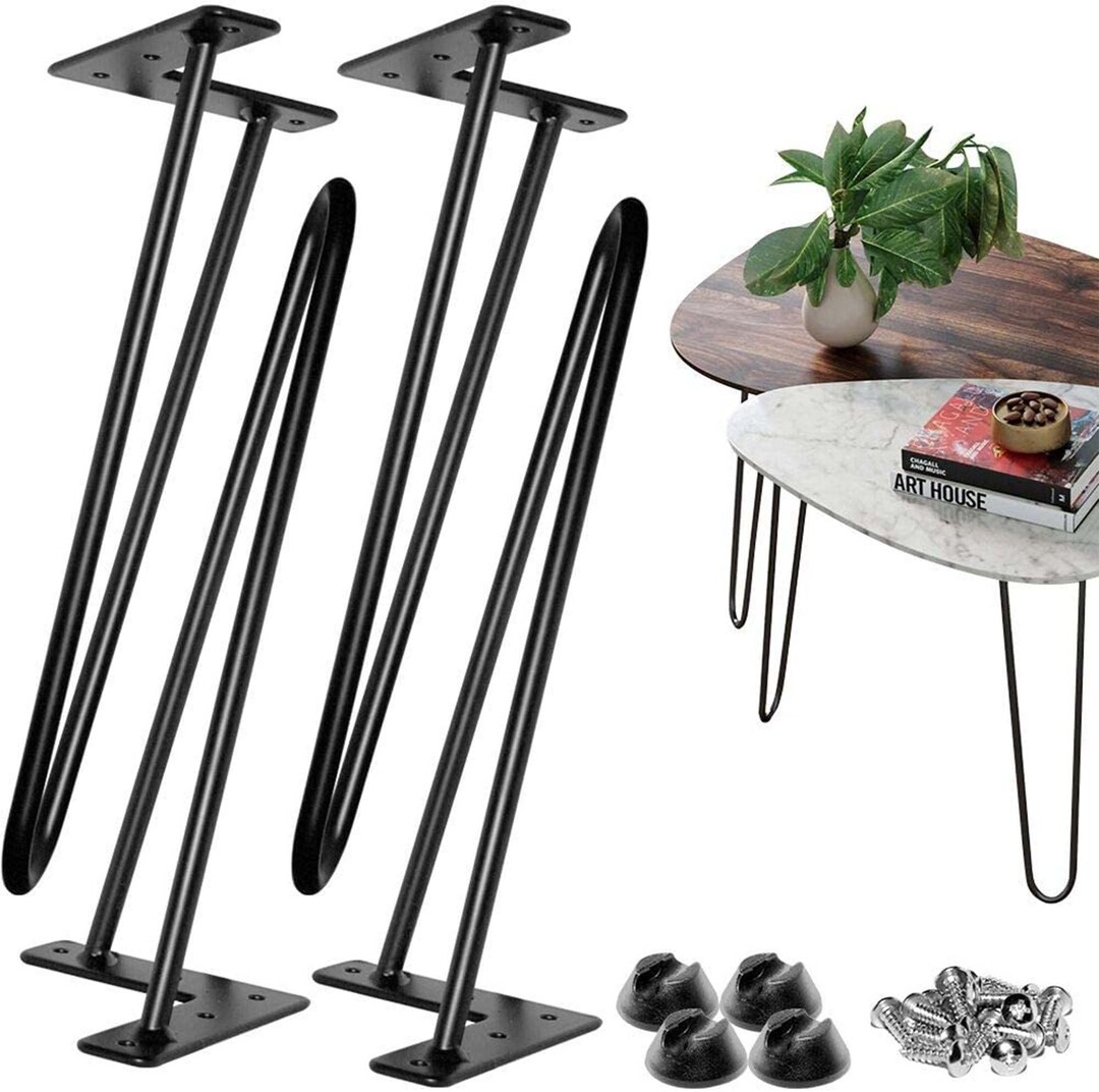 Metallic Black Table Legs DIY Furniture Leg Projects With Rubber Floor ...