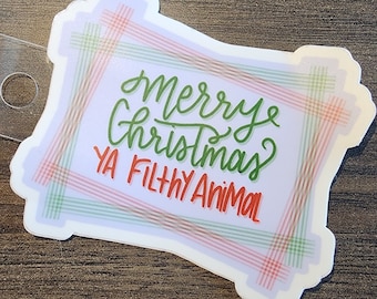 Merry Christmas Ya Filthy Animal Decal - Etsy
