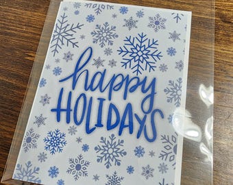 Printable Christmas Card / Happy Holidays Flourishes / Hand Lettering ...