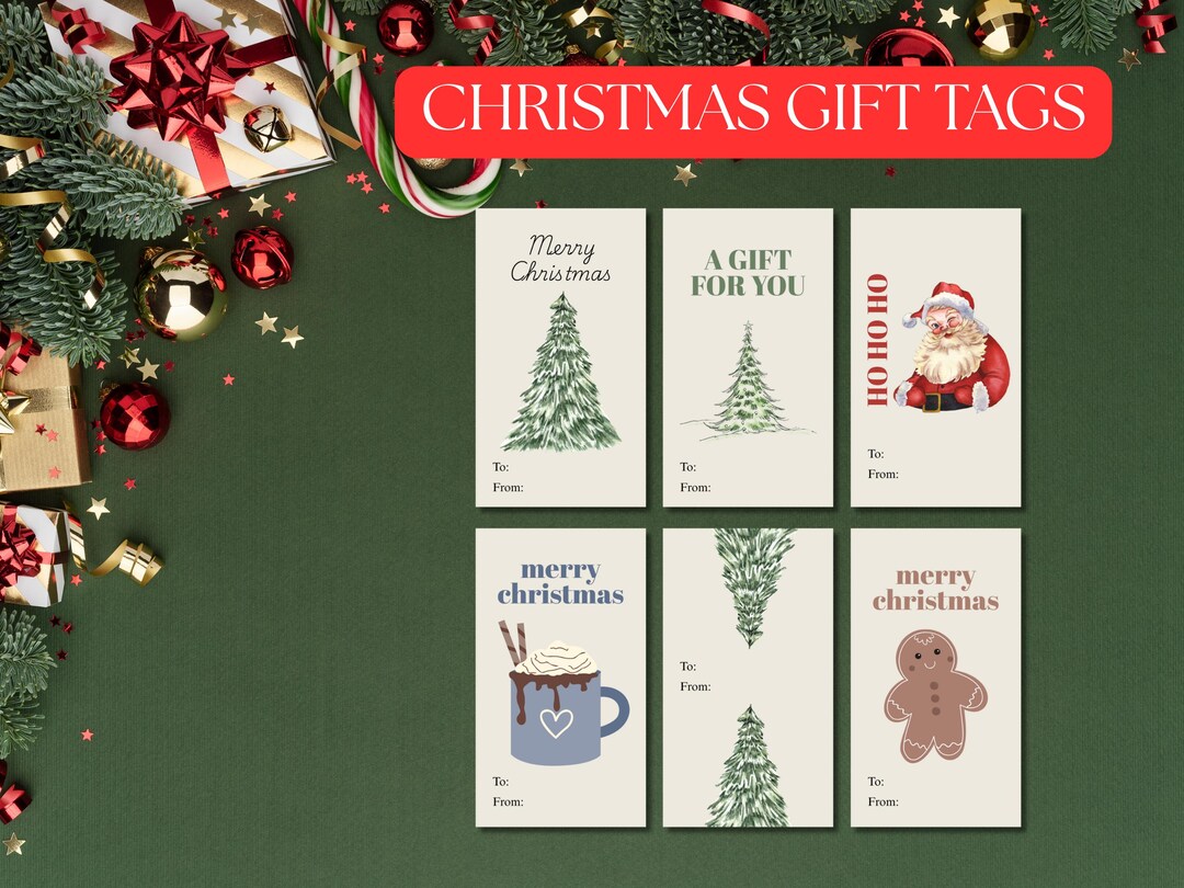 Printable Christmas Gift Tags | Assorted Designs PNG | Holiday Gift ...
