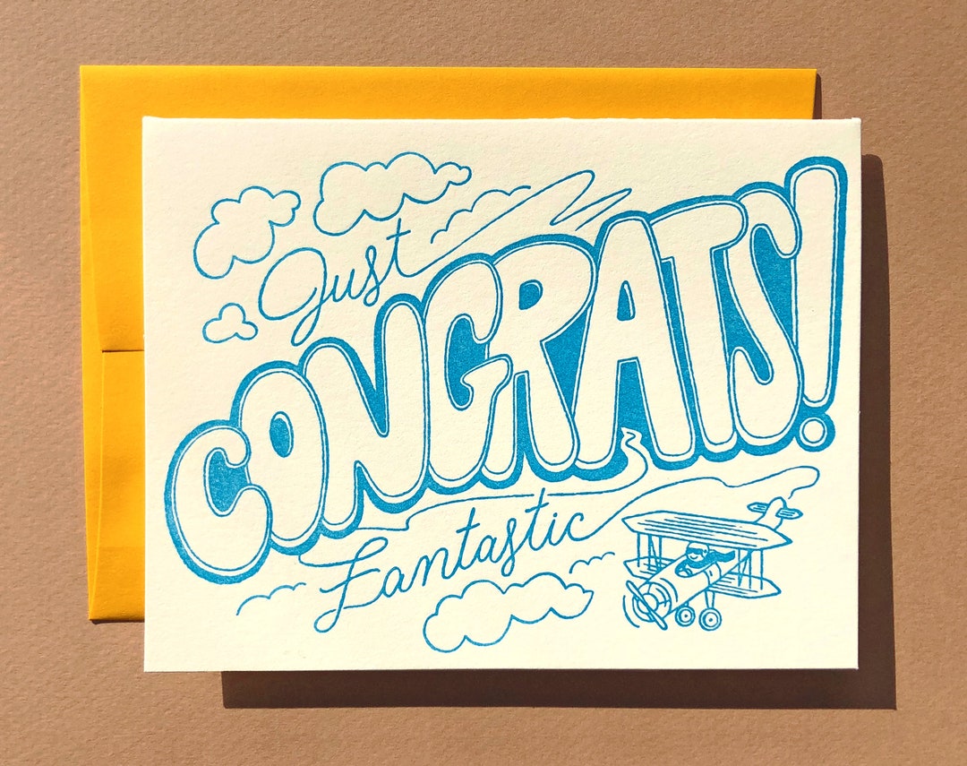 Blue Sky Congrats - Letterpress - Congratulations Card - Blank Inside ...