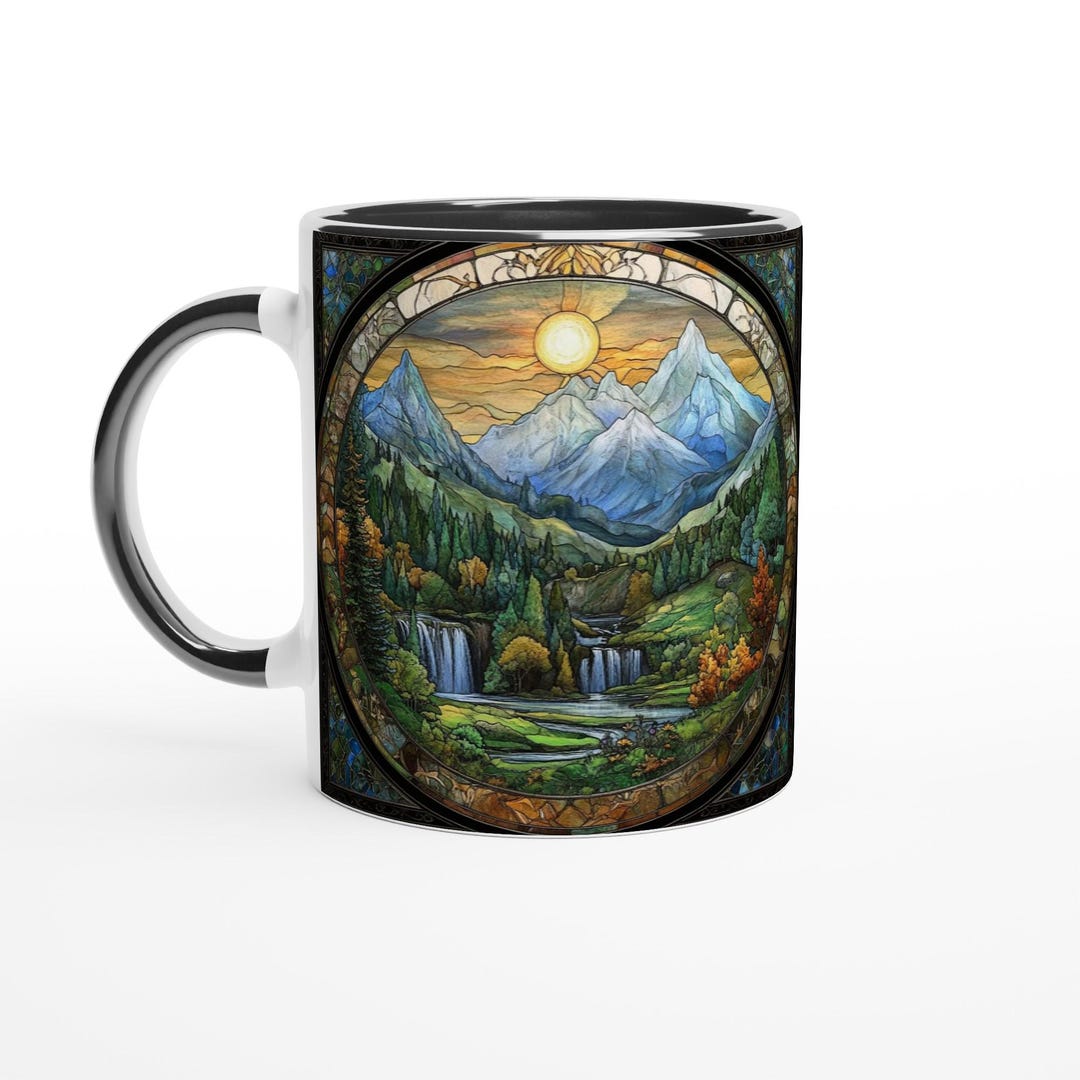 Tolkien Fantasy Art Stained Glass Mug | Middle-earth Coffee Cup | LOTR ...