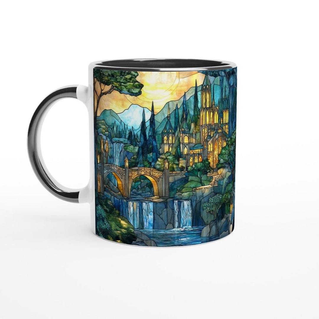 Fantasy Elven Stained Glass Mug | Rivendell-inspired Mug | Lord of the ...