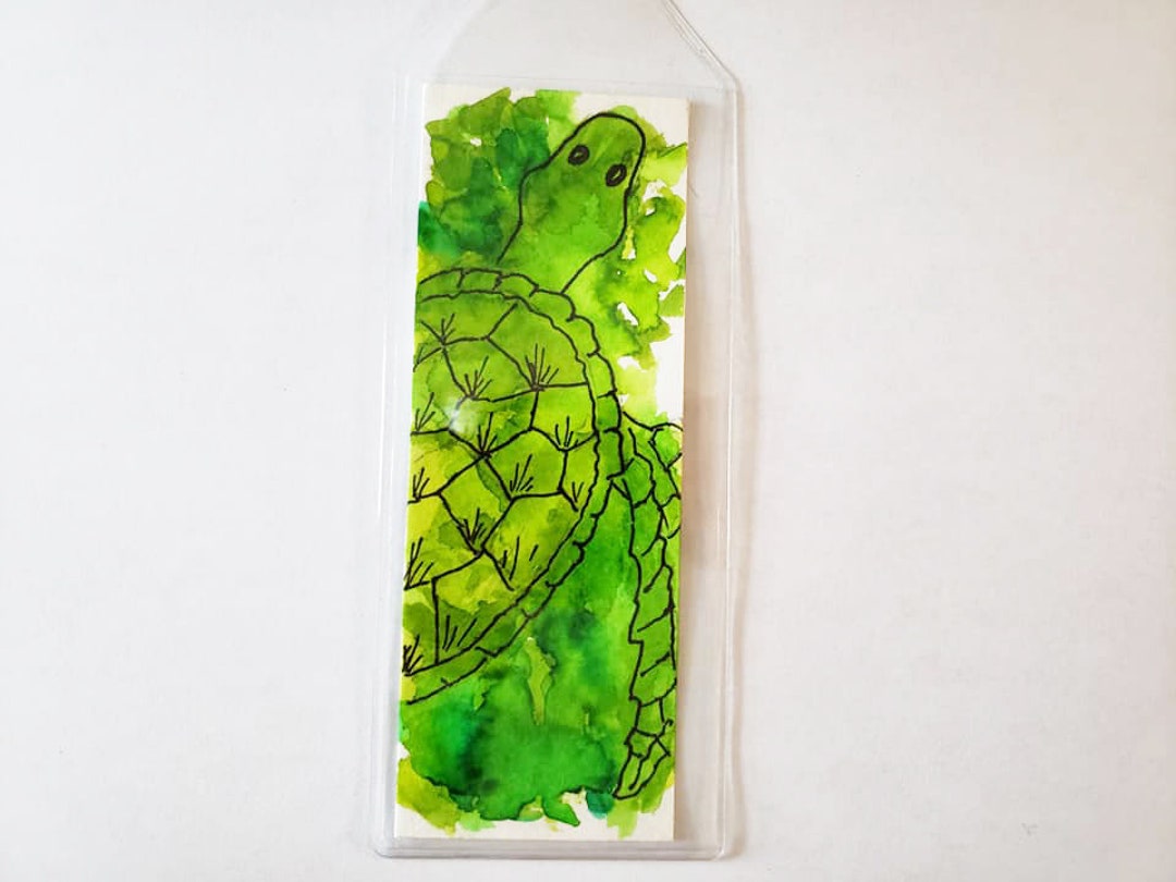 Color Splash Turtle Watercolor Bookmark 120 - Etsy
