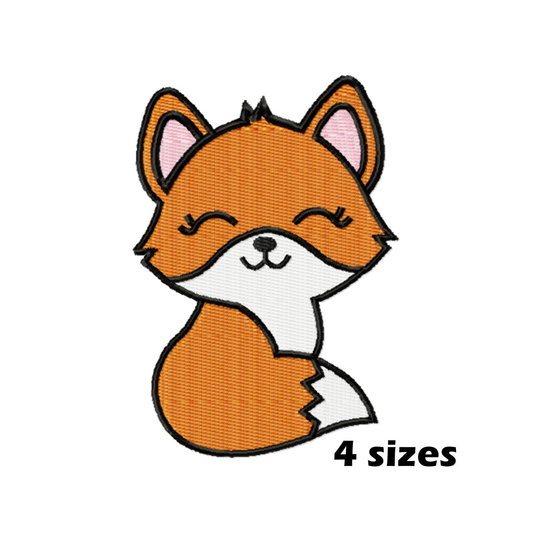 Cute Fox Embroidery Design, Instant Download 4 Sizes - Etsy