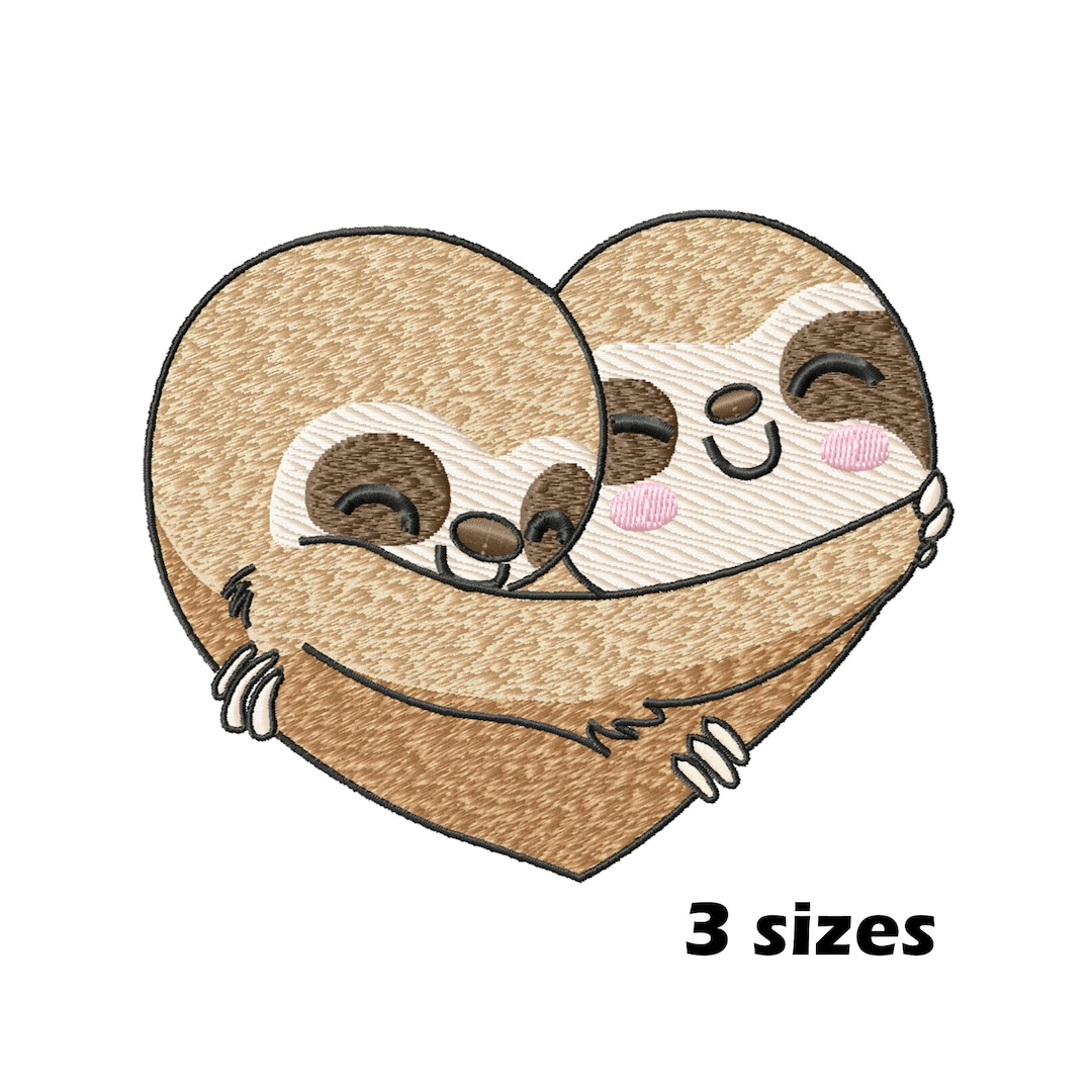 Sloths Hugging Embroidery Designs, Instant Download 3 Sizes - Etsy