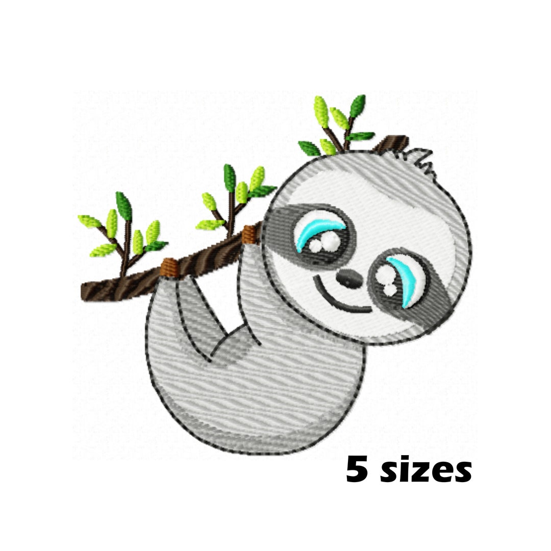 Cute Sloth Embroidery Designs, Instant Download 5 Sizes - Etsy