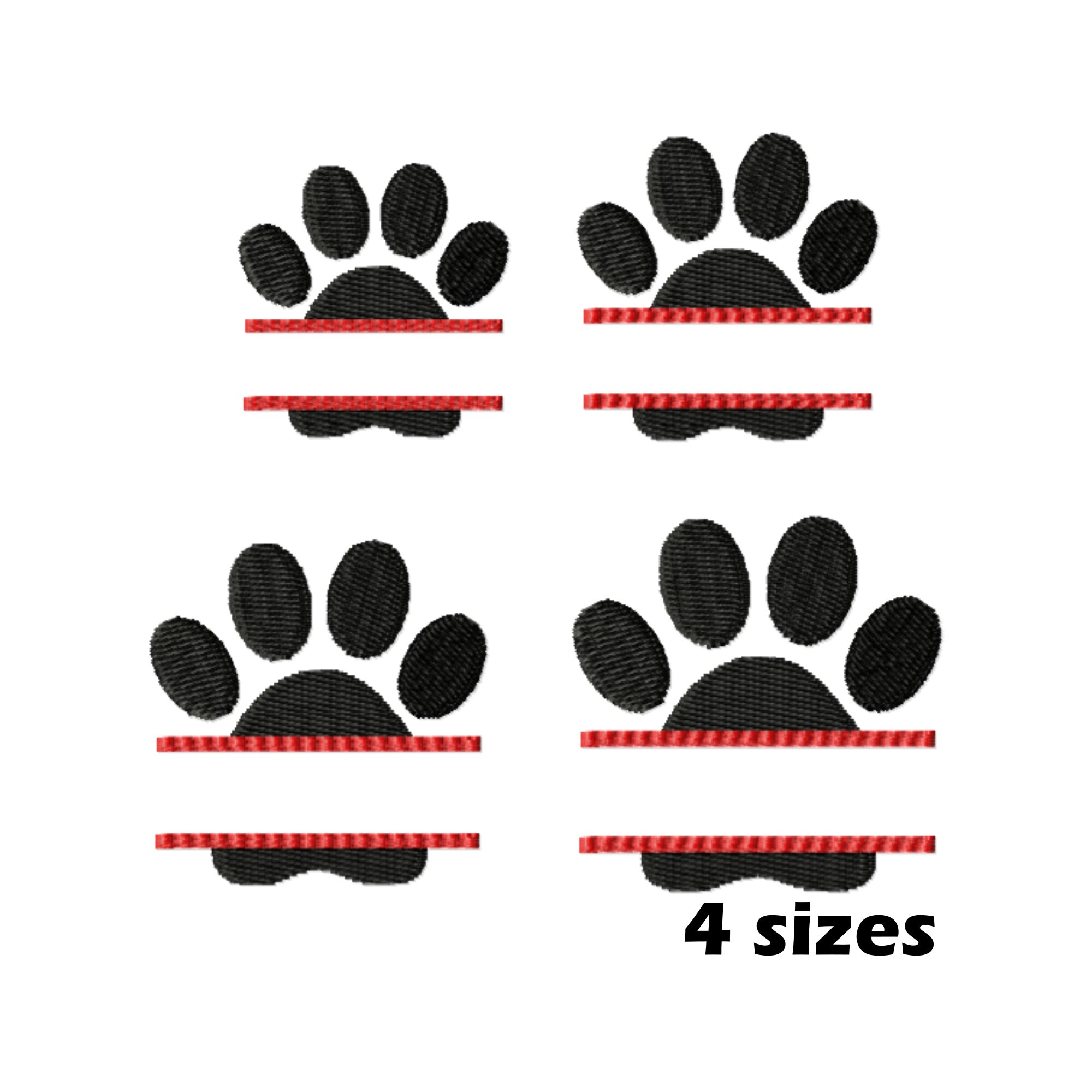 Split Paw Print Embroidery Designs Instant Download 4 Sizes - Etsy