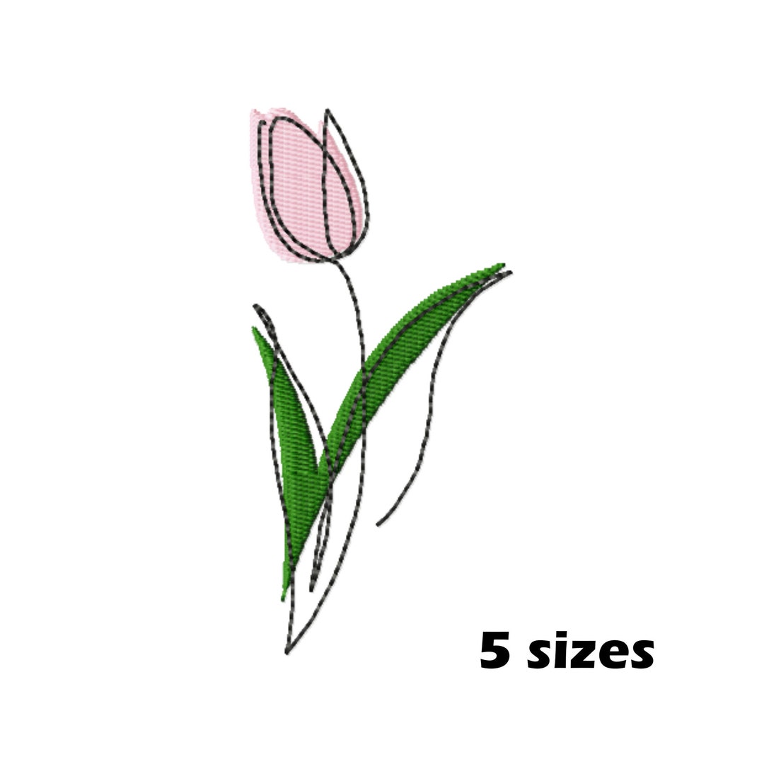 Tulip One Line Embroidery Designs, Instant Download 5 Sizes - Etsy